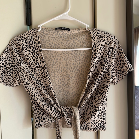 Brandy Melville | Tops | Brandy Melville Cheetah Wrap Top | Poshmark